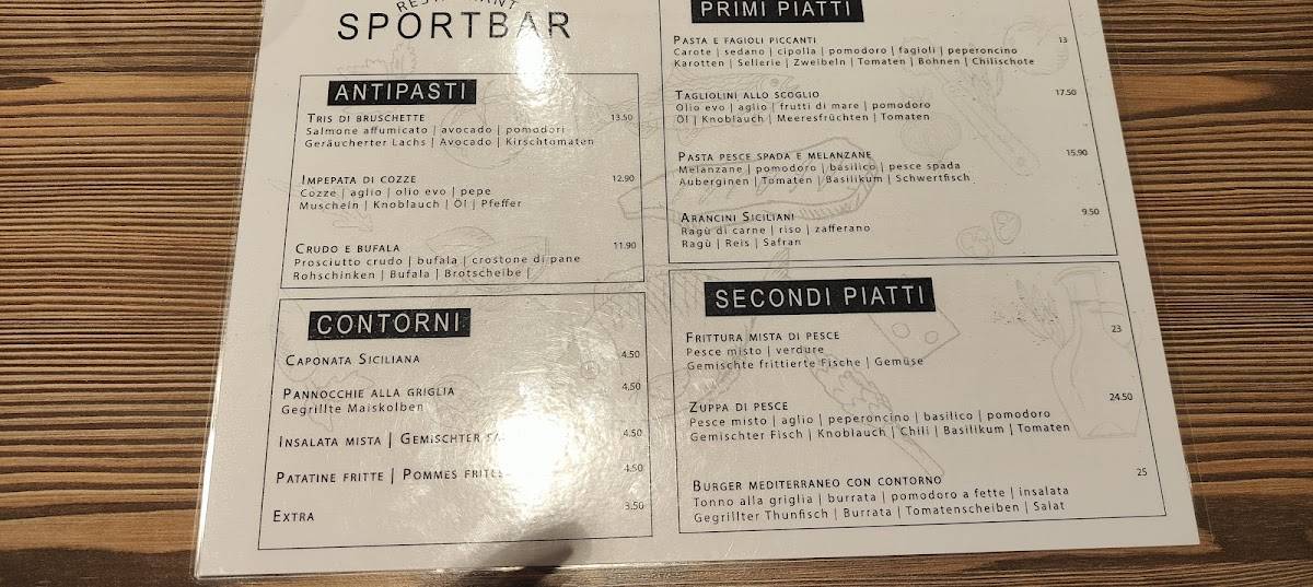 Speisekarte von Sportbar Percha, Percha