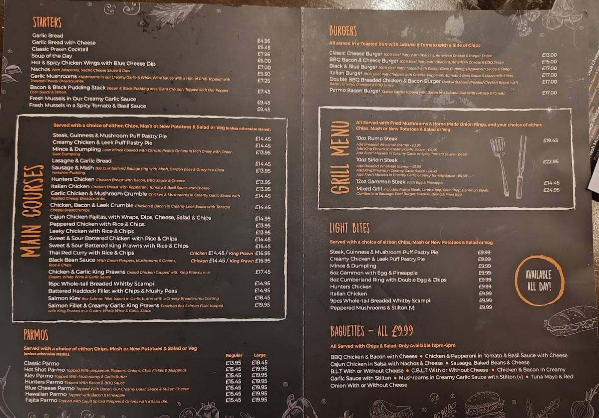 Menu at Spotted Cow pub & bar, Hartlepool, 31 The Grn