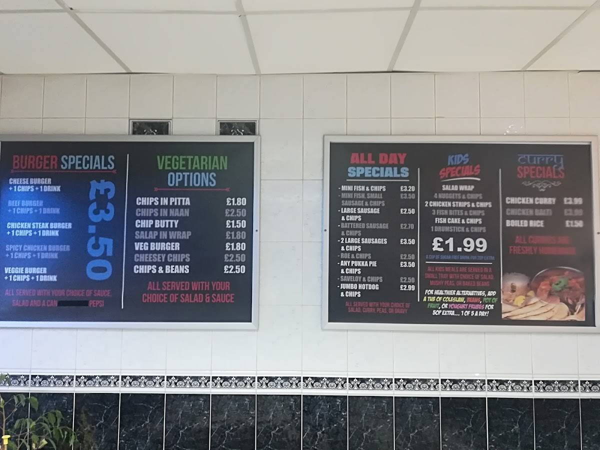 Menu at Spring Lane Fish Bar, Walsall