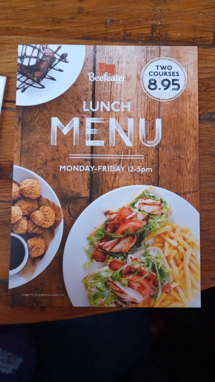 Menu at Springwood Park Beefeater pub & bar, Macclesfield