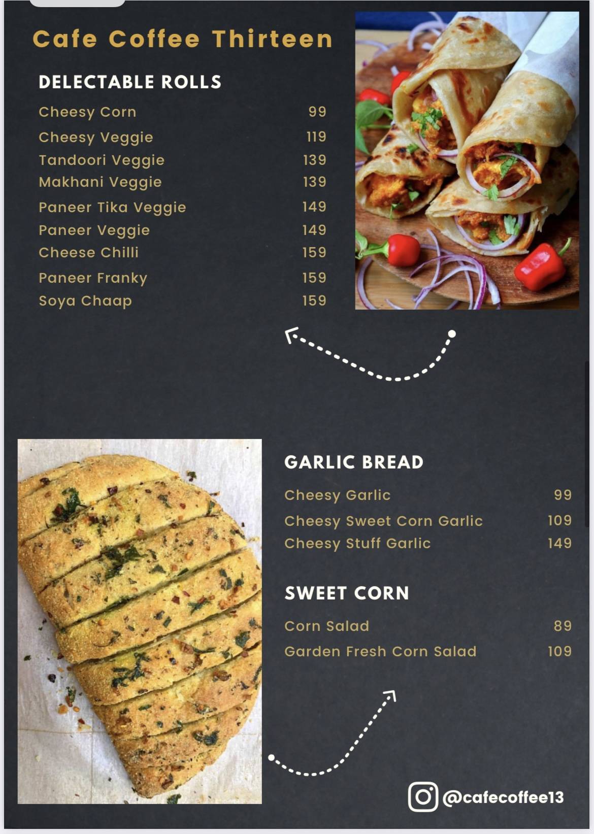 Menu at Cafe Coffee thirteen, Sri Ganganagar