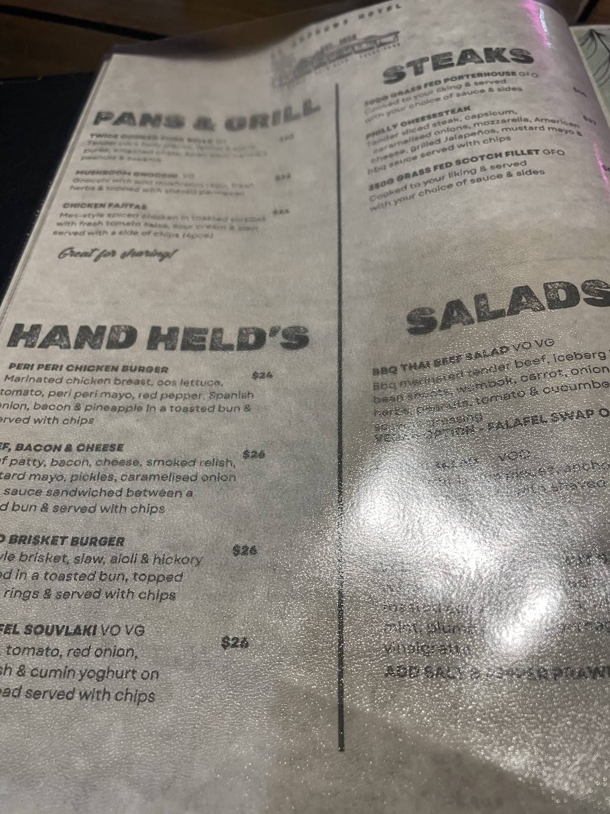 Menu at St Andrews Hotel pub & bar, Saint Andrews, 79 Burns St