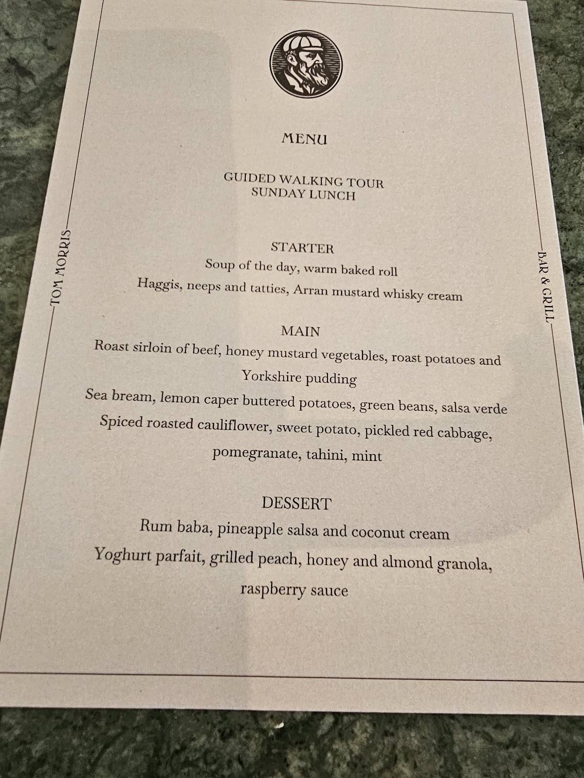 Menu at St Andrews Links Clubhouse & Tom Morris Bar & Grill, Saint Andrews