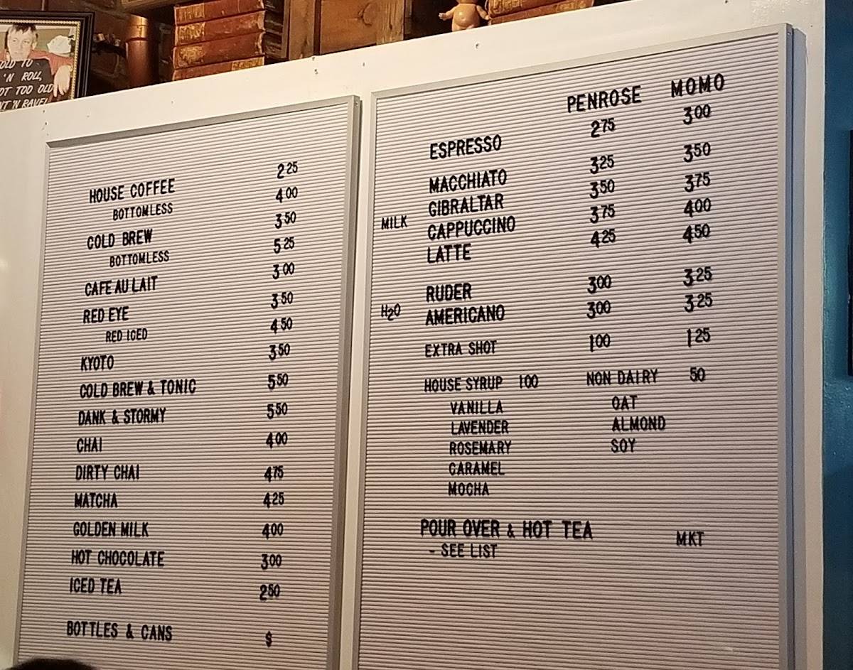 Menu at The Mud House cafe, St. Louis