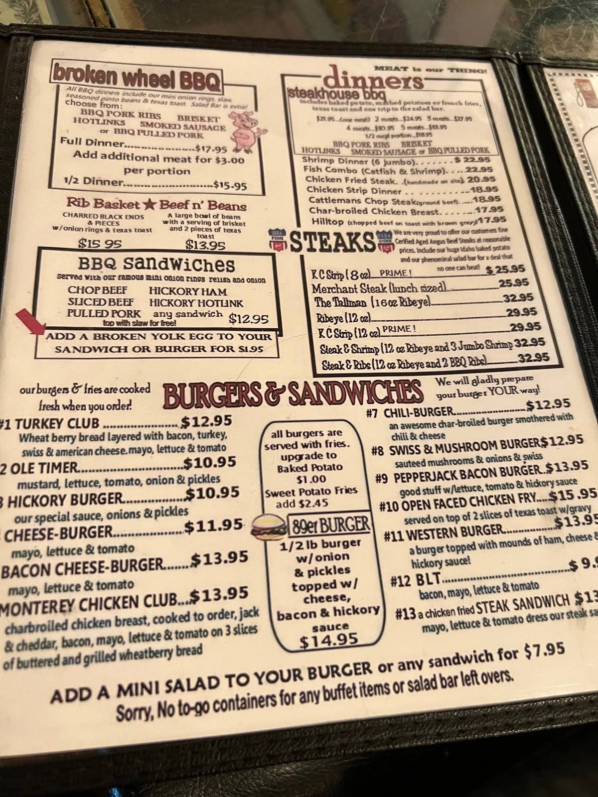 Menu at Stables Cafe, Guthrie