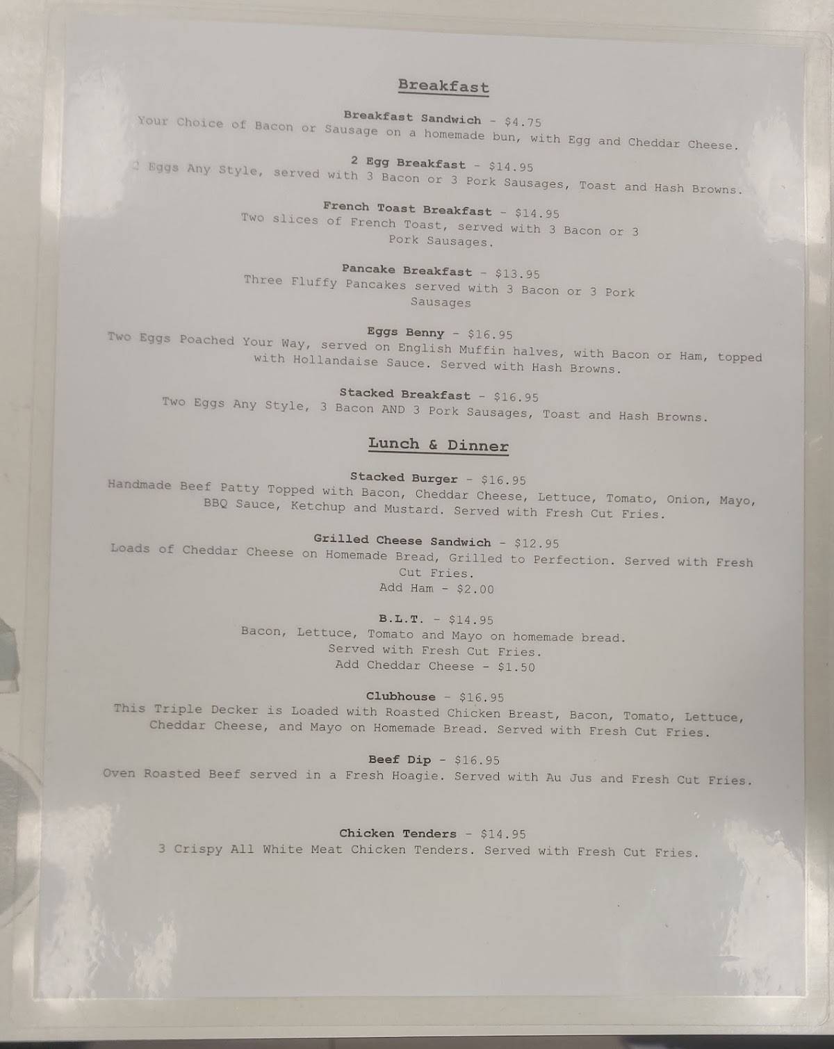 Menu at Stacked Bistro and Bakery, Crossfield