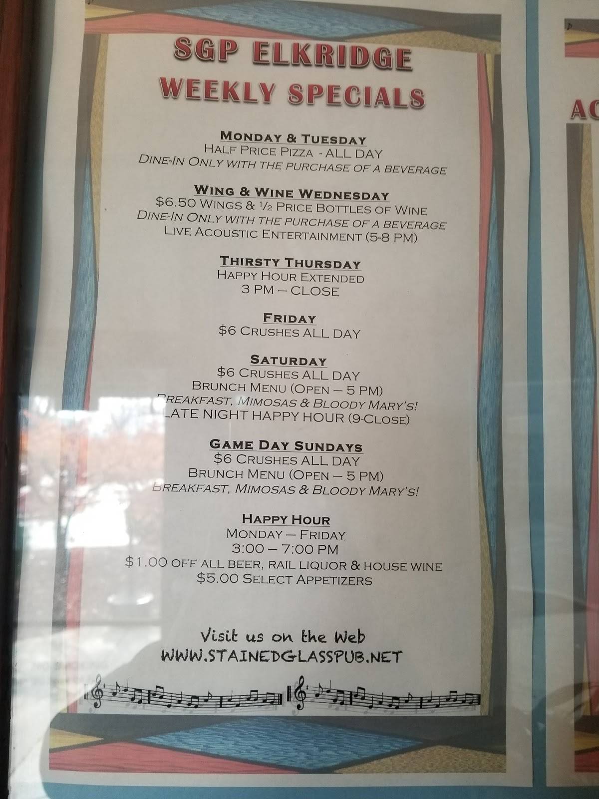 Menu at Stained Glass Pub - Elkridge, Elkridge