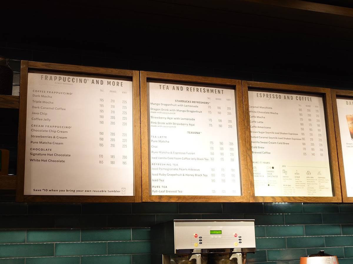 Menu at Starbucks Harbor Point, Olongapo, Harbor Point