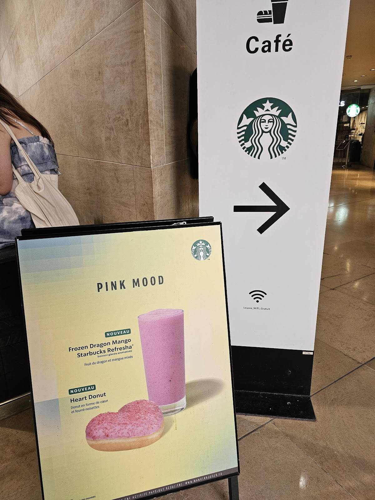 Menu at Starbucks Louvre cafe, Paris, Musée du louvre