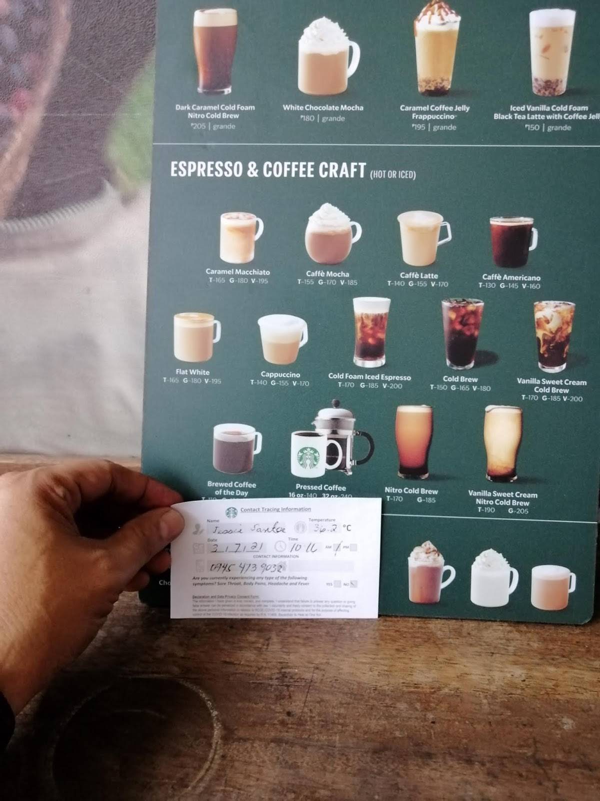 Carta de Starbucks Ayala Malls Cloverleaf, Ciudad Quezon, G/F