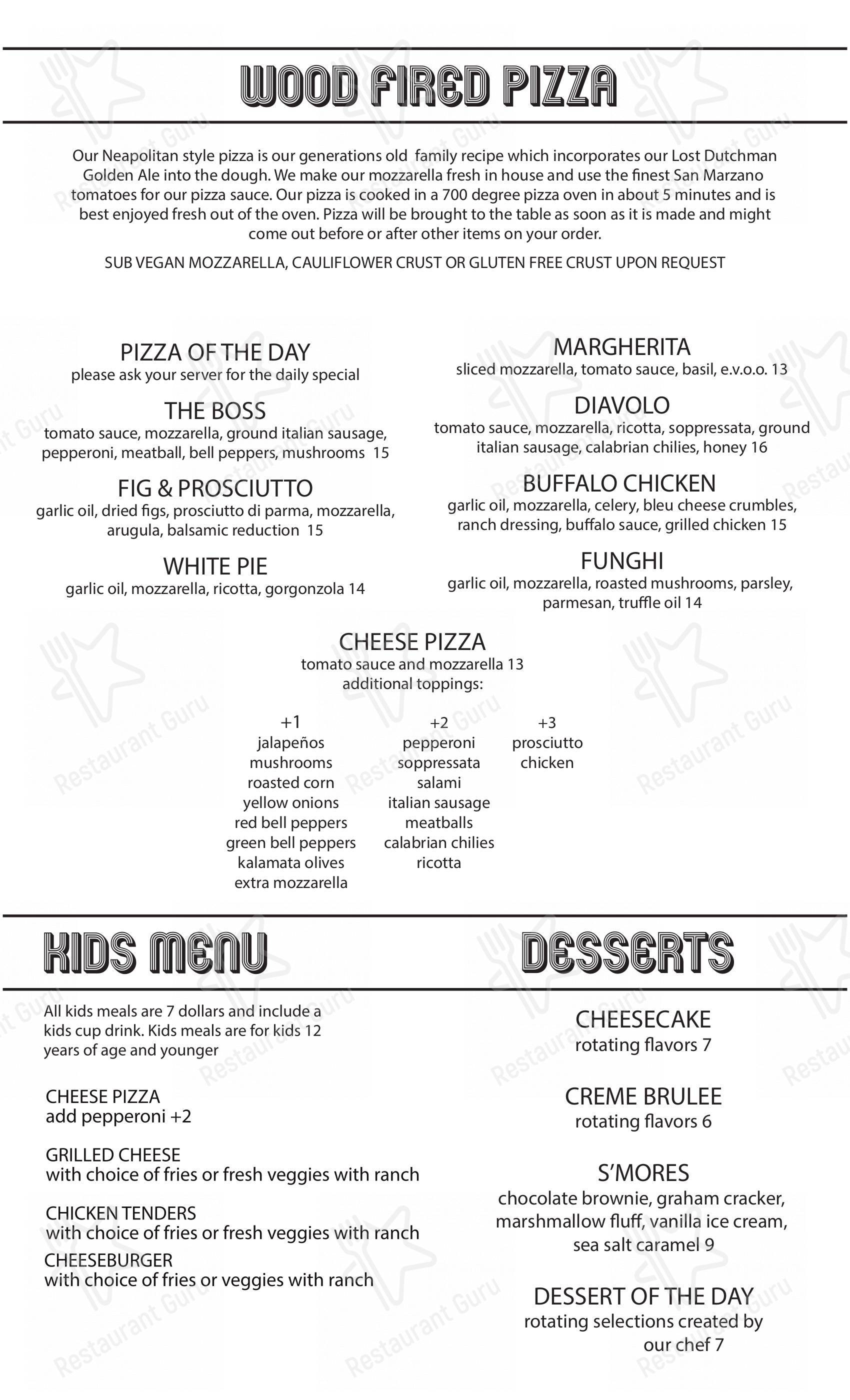 Menu at State 48 Lager House pub & bar, Scottsdale