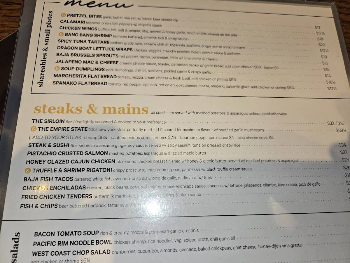 Menu at State & Main pub & bar, Orillia