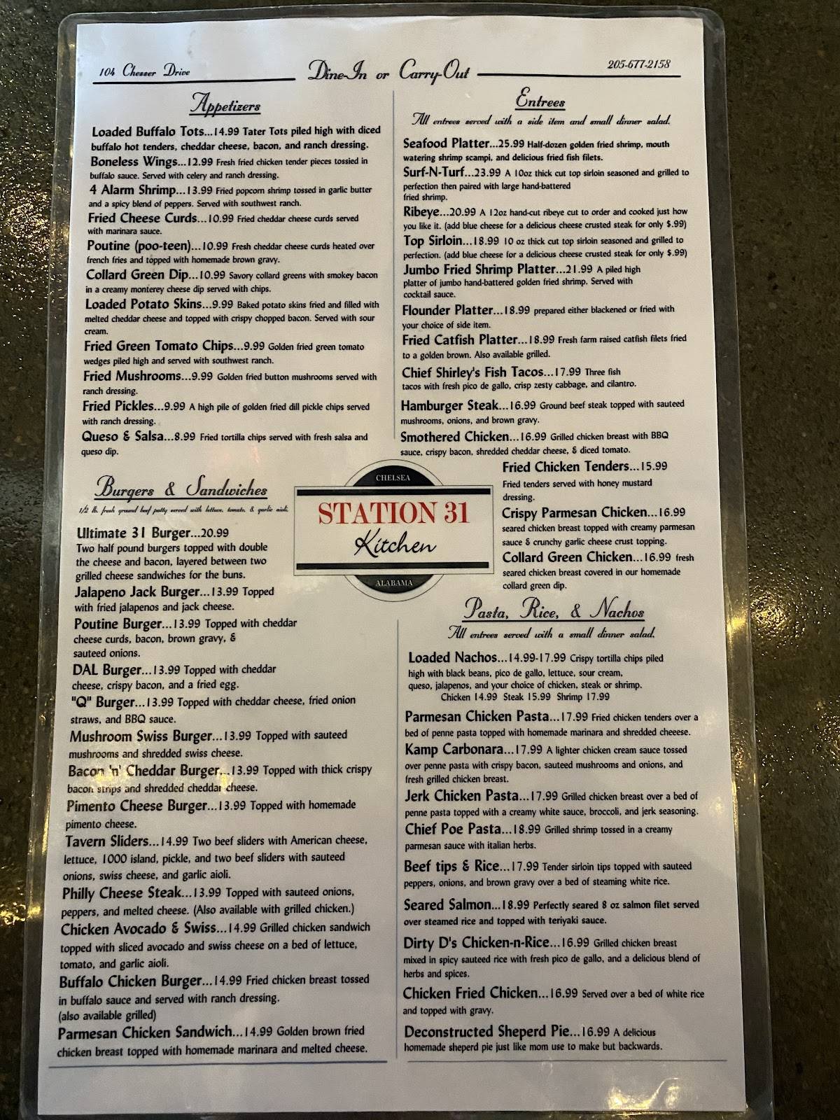 Menu at Station 31 Kitchen pub & bar, Chelsea