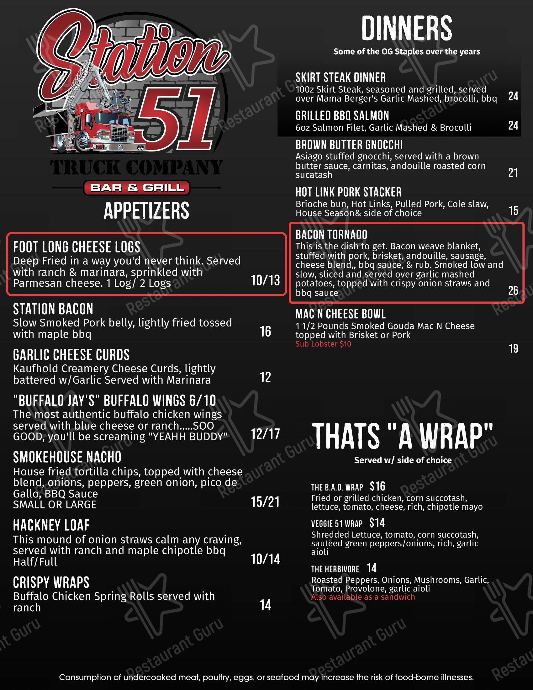 Menu at Station 51 Truck Company Bar & Grill, Antioch