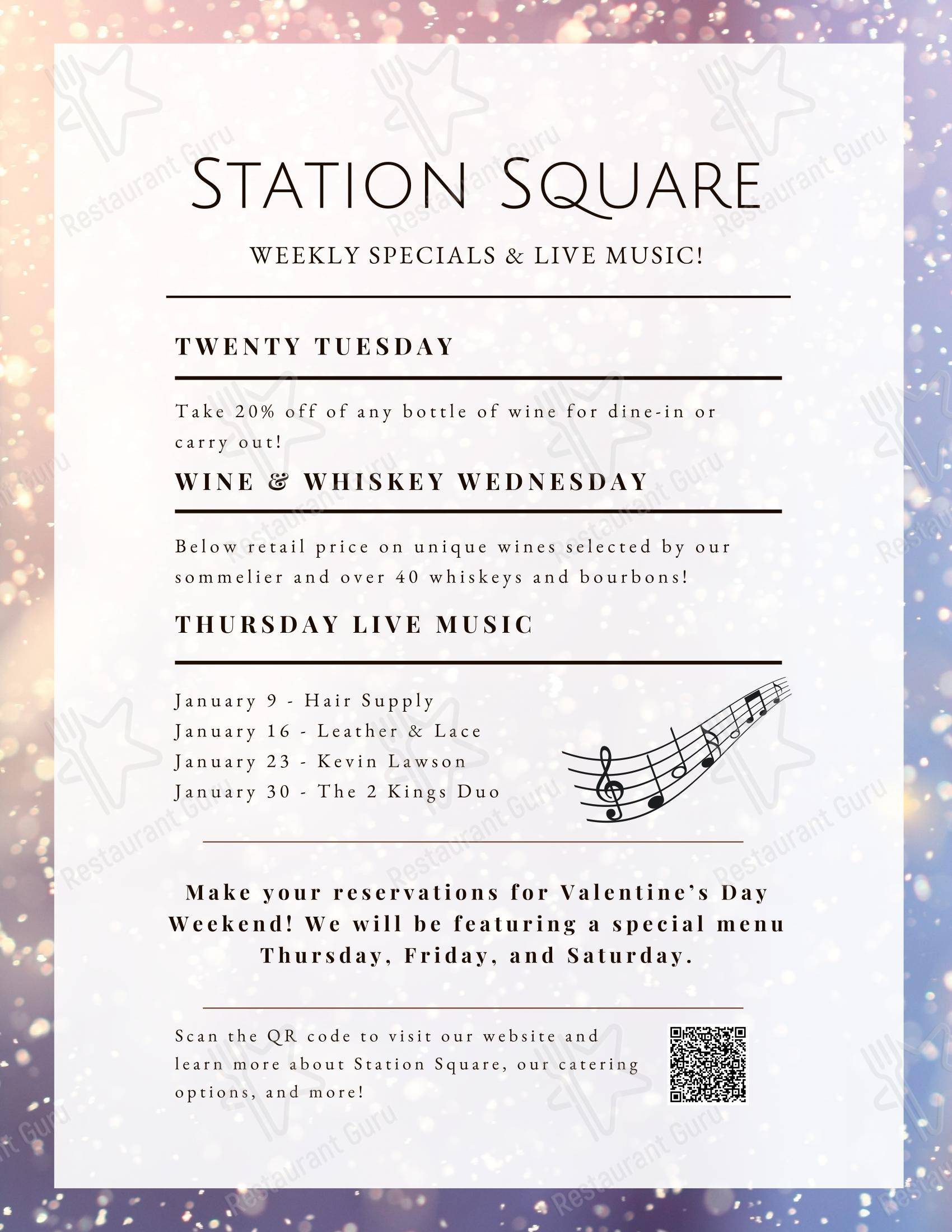 Menu at Station Square restaurant, Youngstown, Belmont Ave