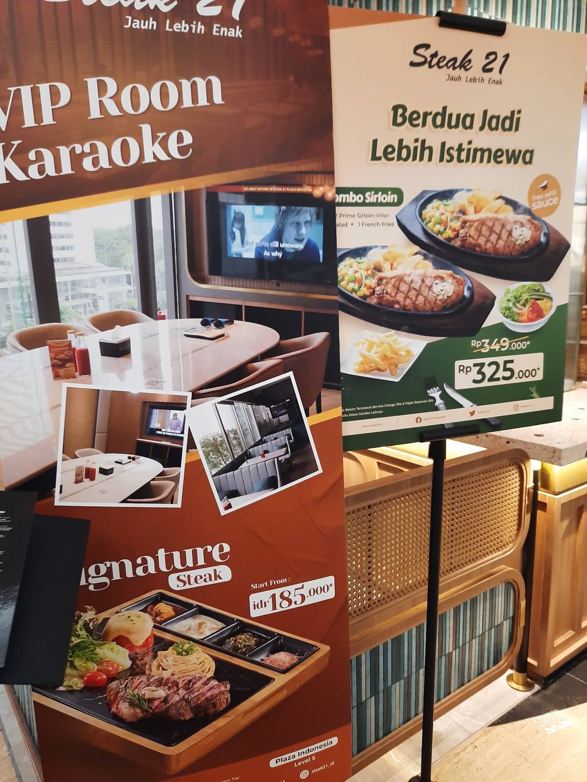 Menu at Steak 21 Plaza Indonesia restaurant, Central Jakarta