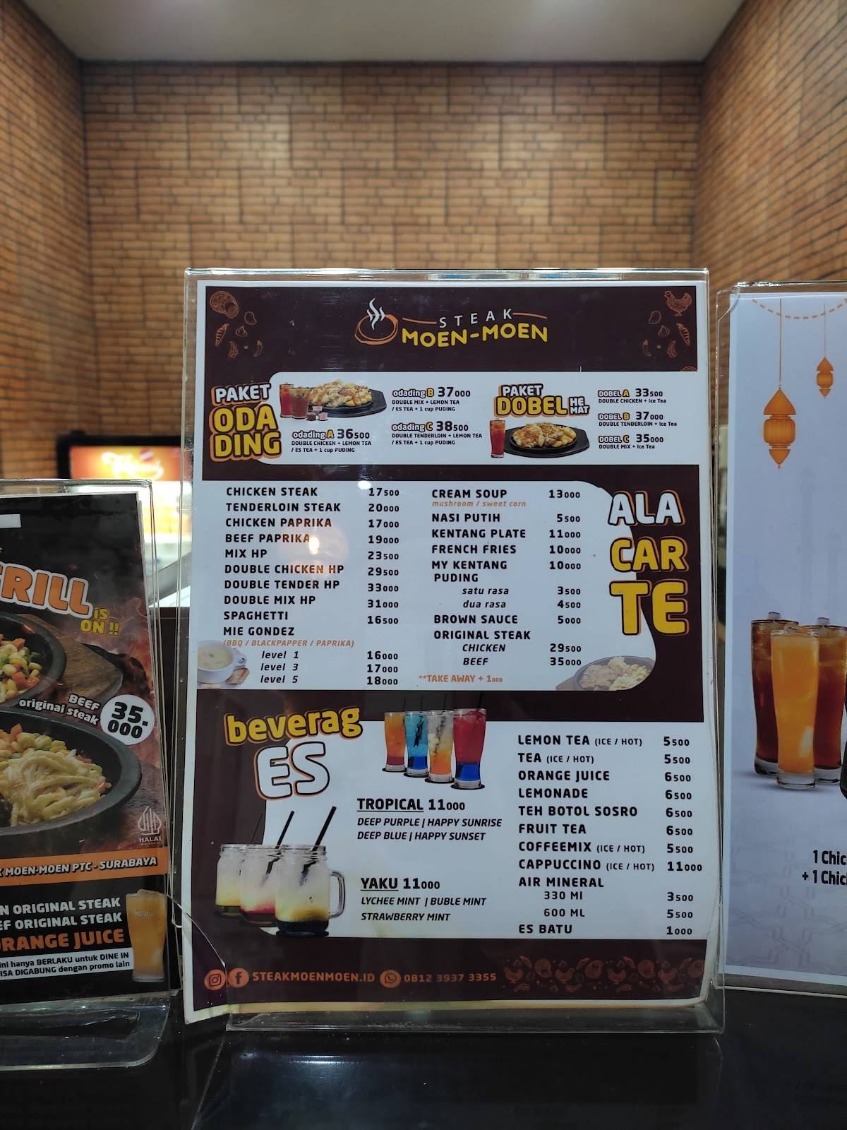 Menu at Steak Moen moen steakhouse, Surabaya, Jl. Pakuwon Indah No.25 ...