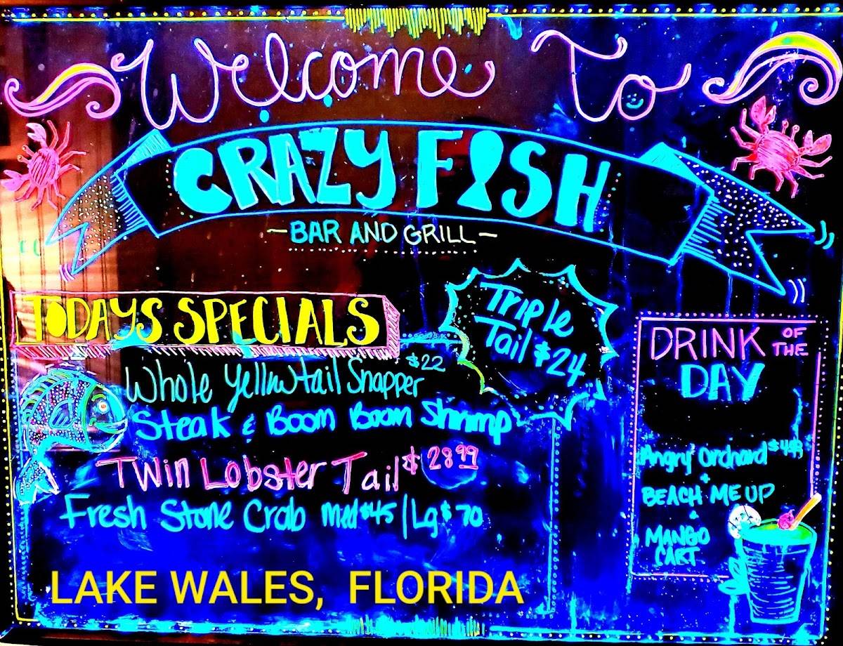 Menu at Crazy Fish Bar And Grill, Lake Wales