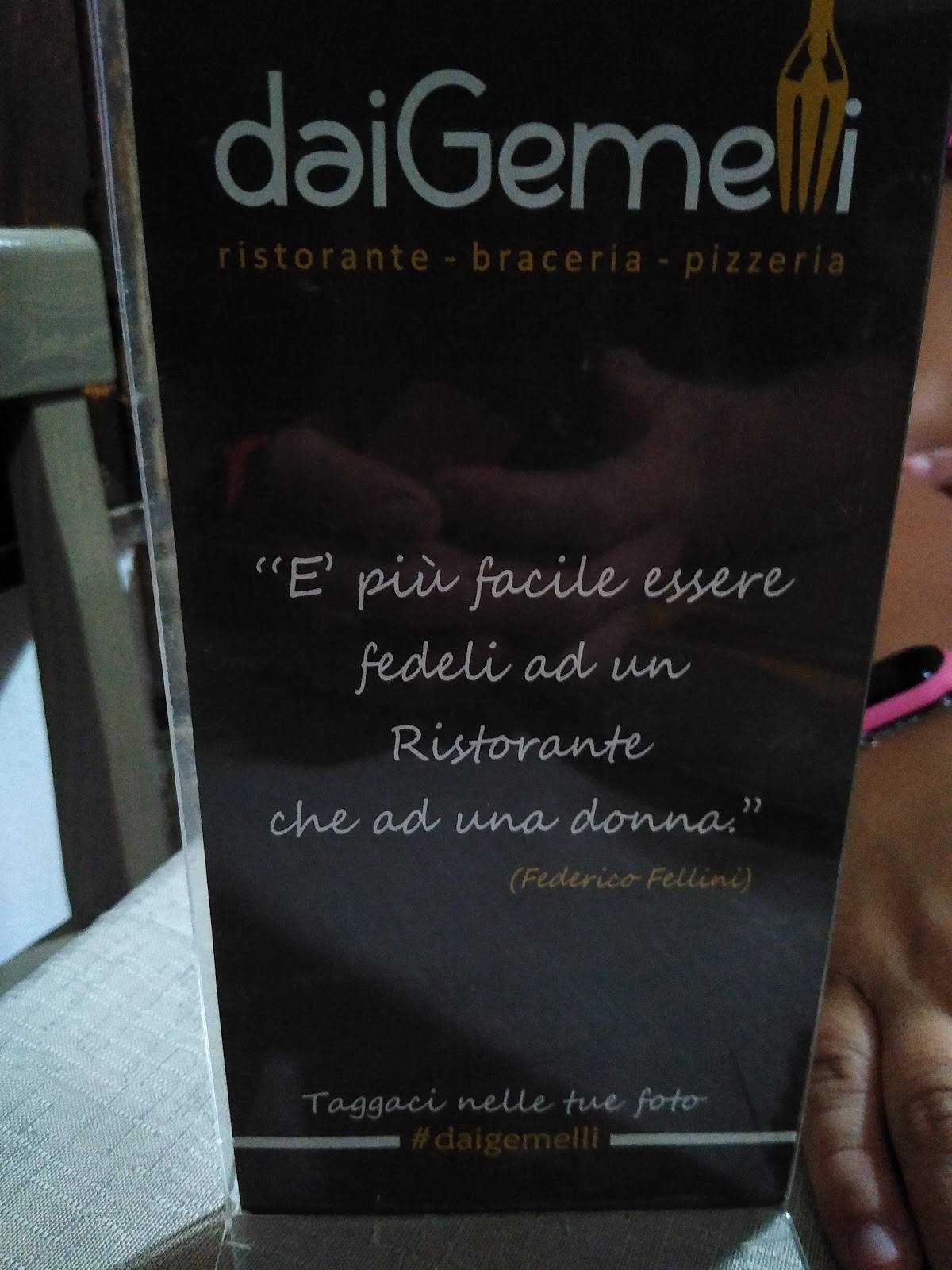 Menu da Dai Gemelli steakhouse, San Potito Ultra