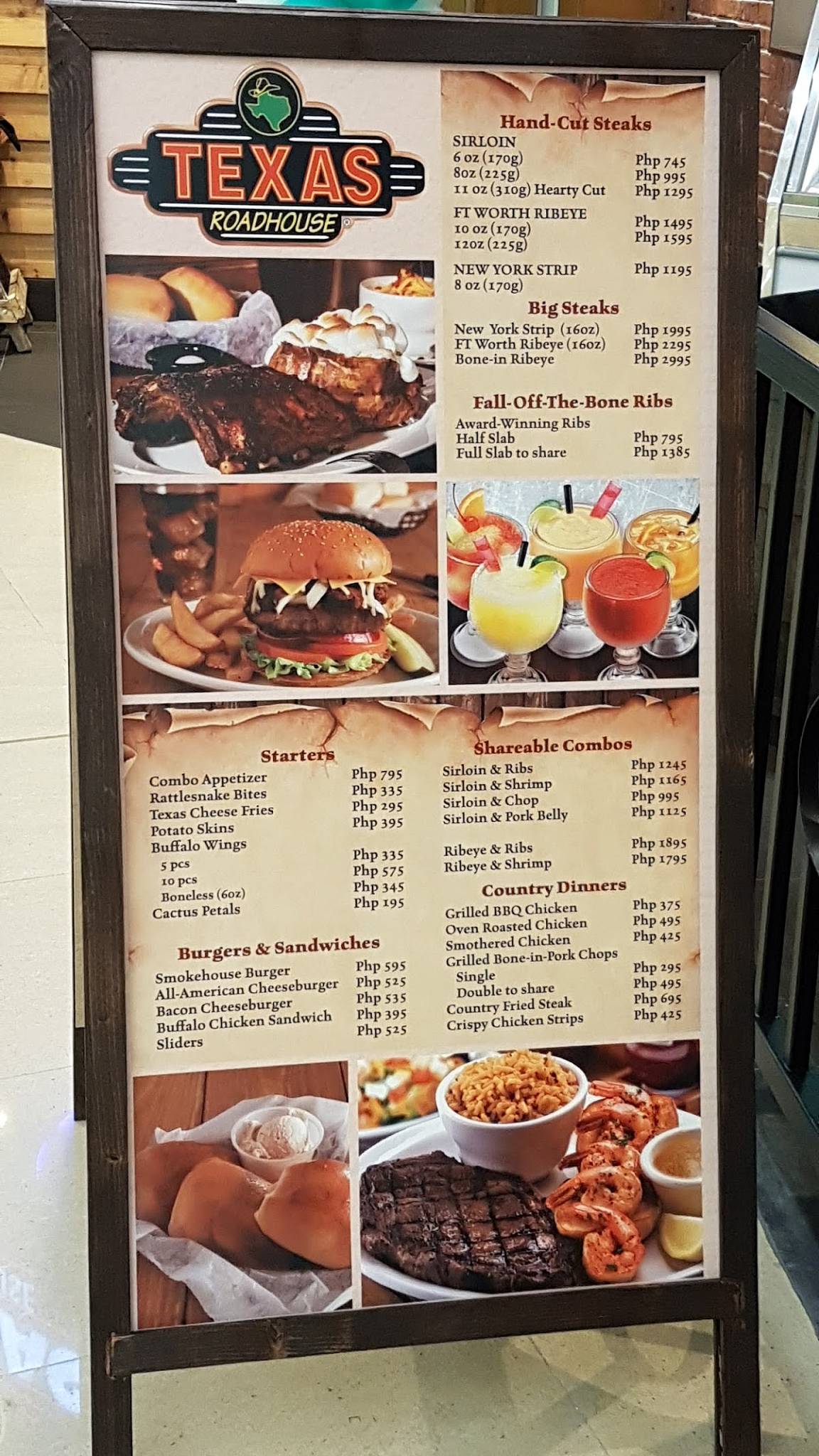 Menu at Texas Roadhouse steakhouse, Manila, GXJJ+V4V