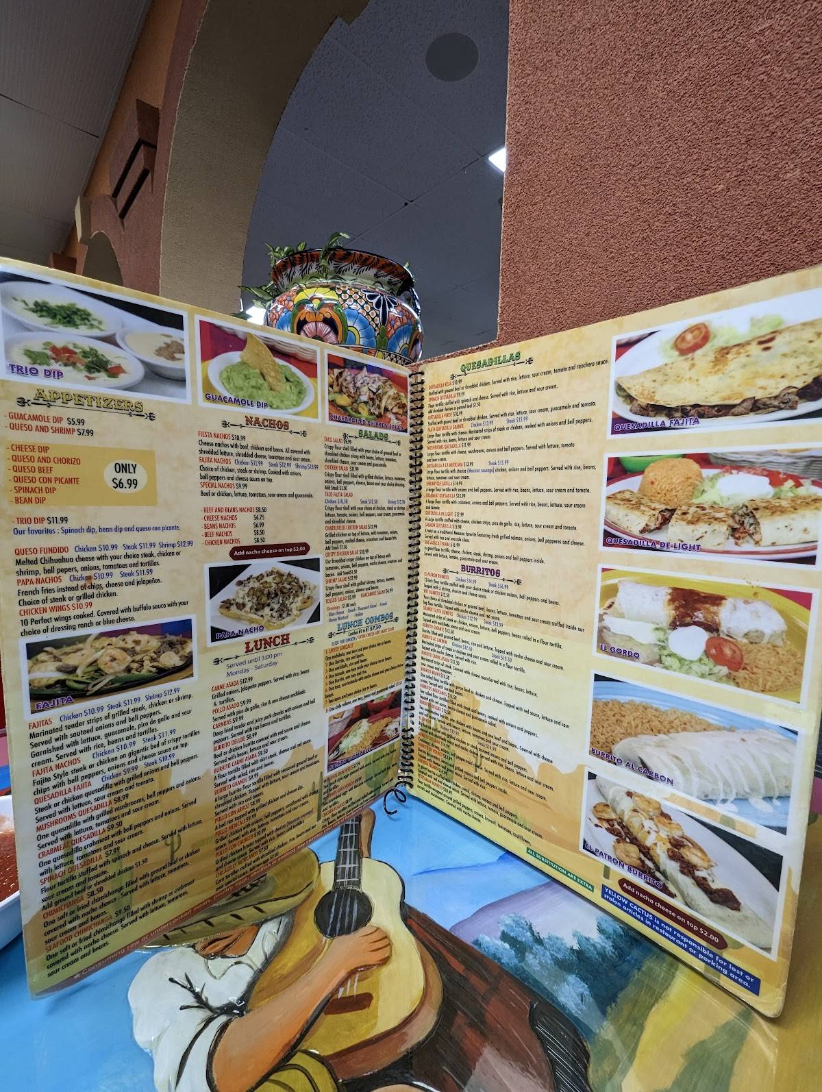 Menu at The Yellow Cactus steakhouse, Jeffersontown, Galene Dr
