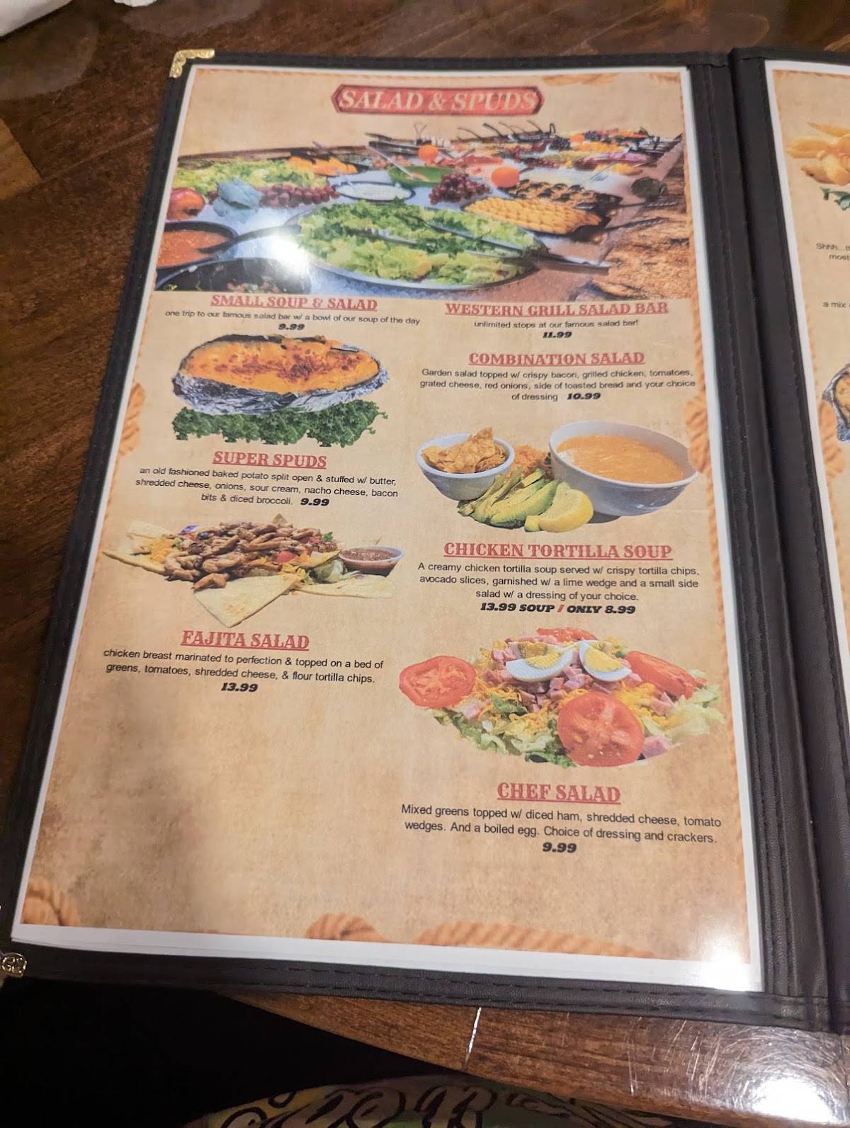 Menu at Western Grill Steak House steakhouse, Andrews