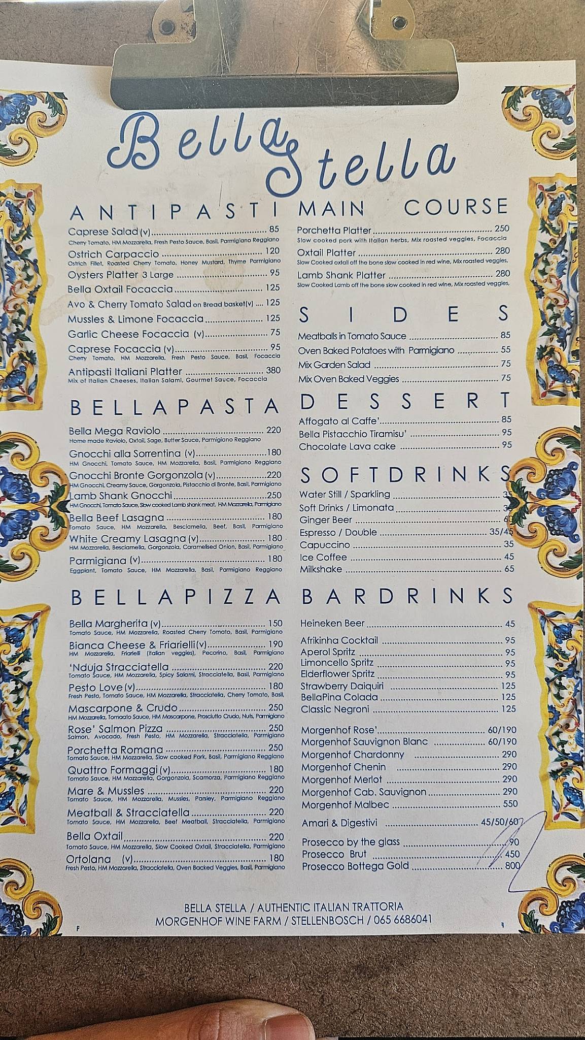 Menu at Stella Bella Authentic Italian Restaurant & Wood Fire Pizza ...