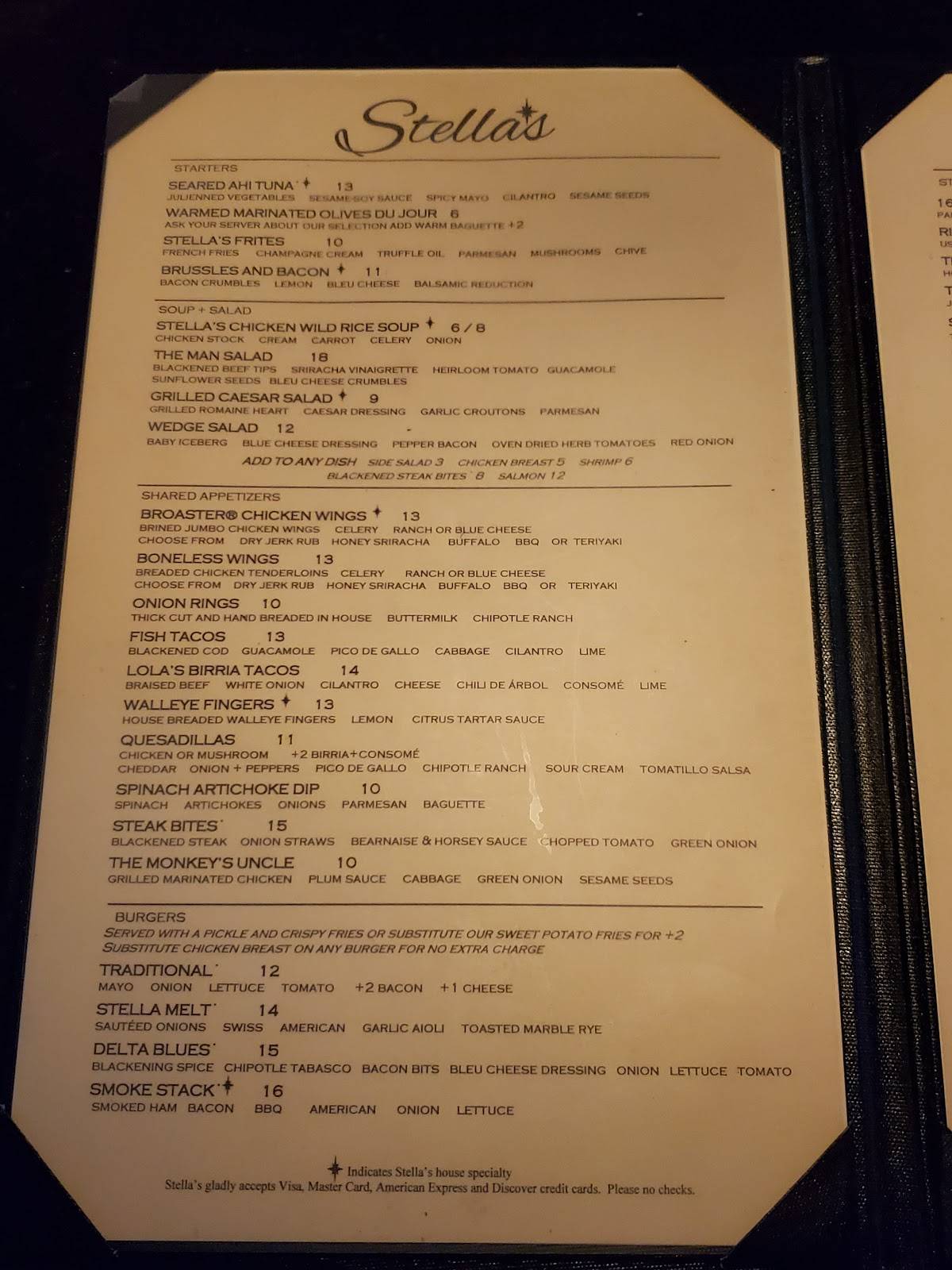 Menu at Stella's On 97 pub & bar, Forest Lake, Scandia Trail N