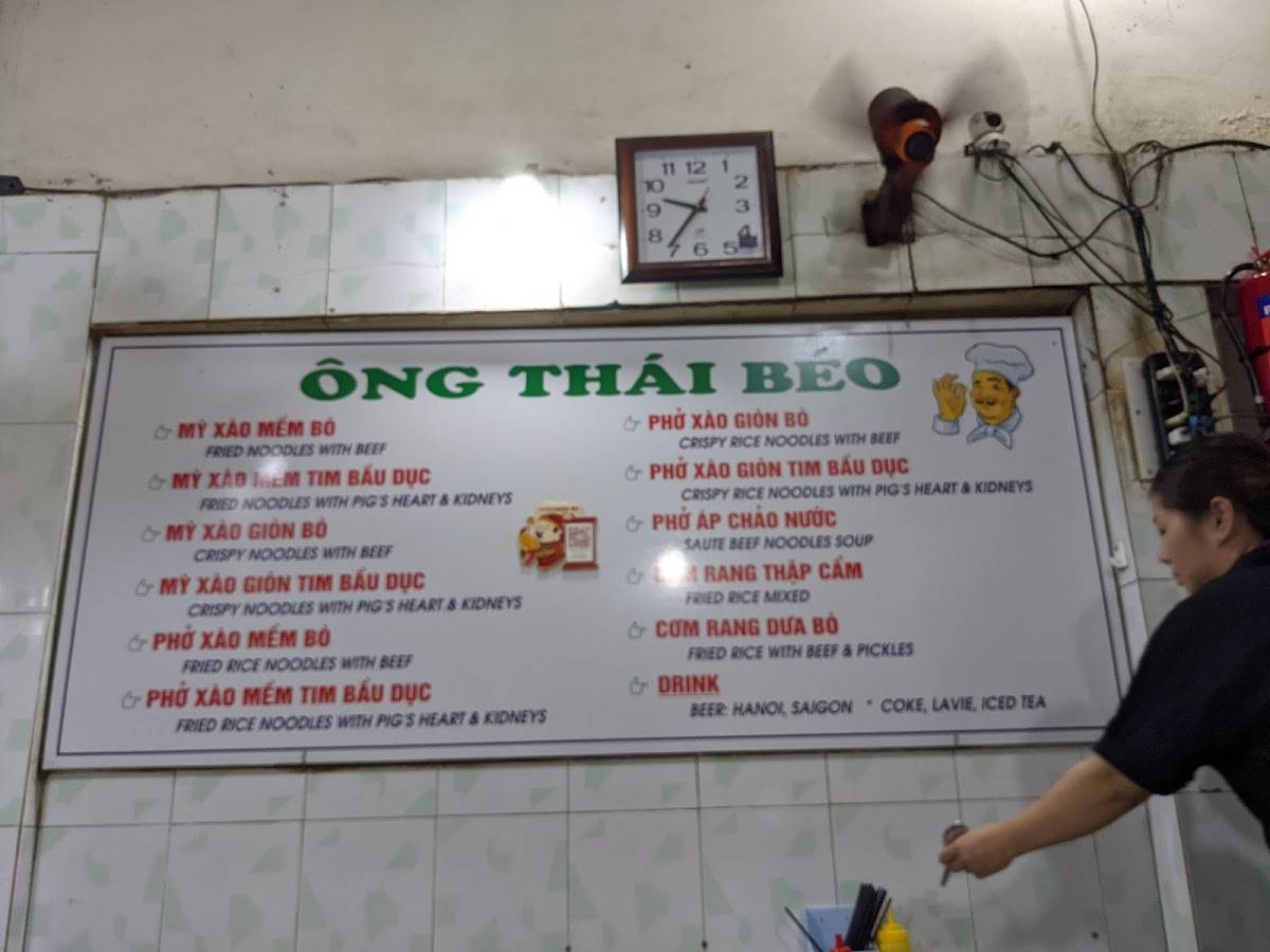 Menu at Stirred Fries Pho Thai Beo restaurant, Hanoi