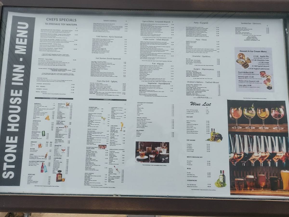 Menu at Stone House Inn, Peyia