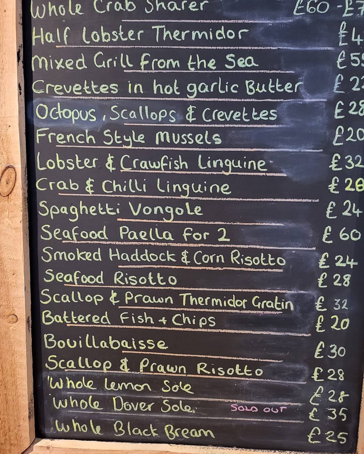 Menu at The Quayside restaurant, Stourport-on-Severn