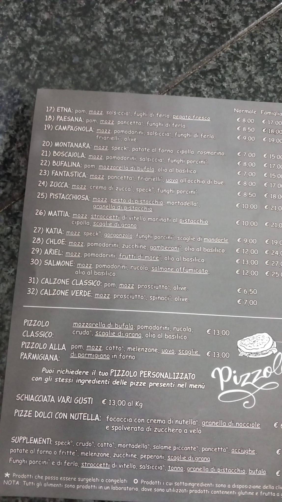 Menu da Strapizzati da Mattia ristorante, Bronte