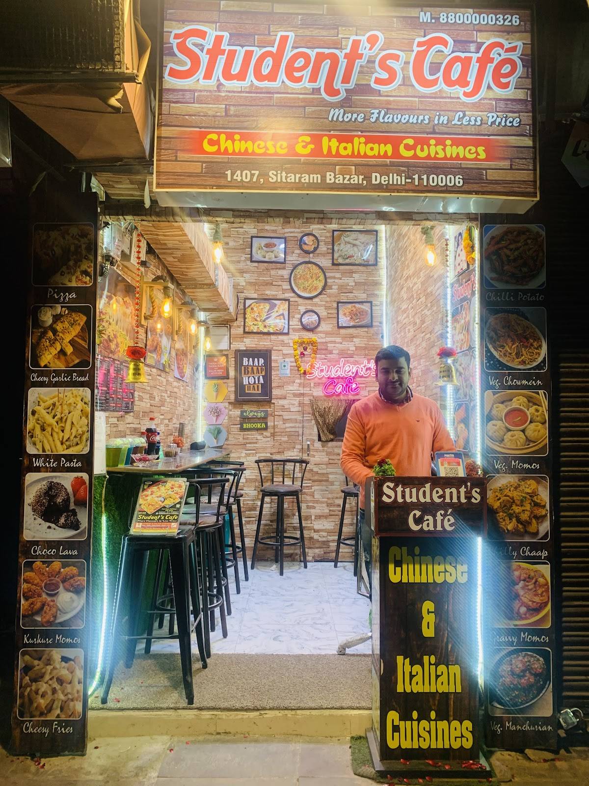 Menu at Student's Cafe, New Delhi
