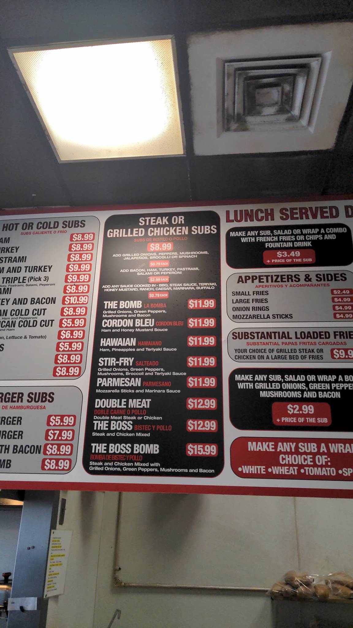 Menu at Substantial Subs restaurant, Miami Lakes, NW 167th St