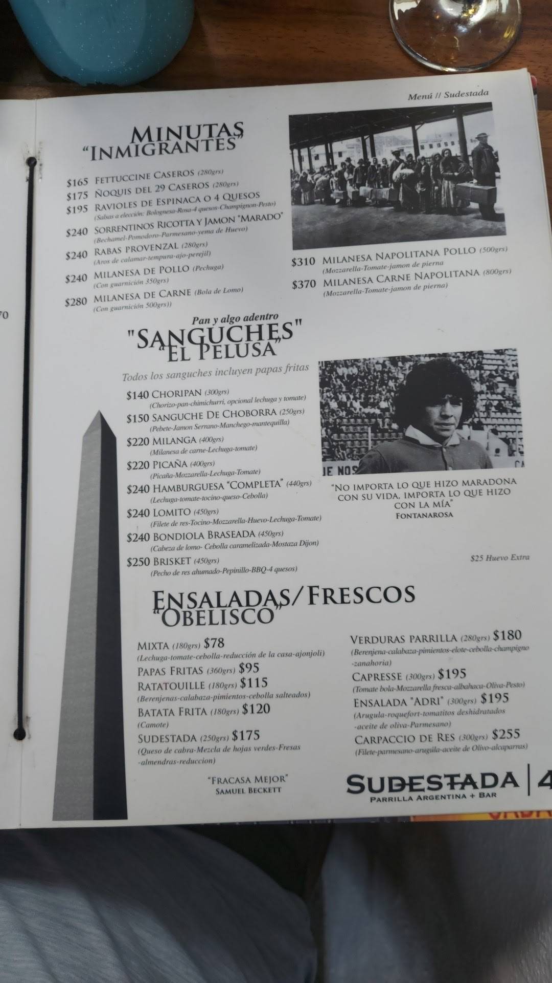 Carta del restaurante Sudestada, San Lorenzo Acopilco