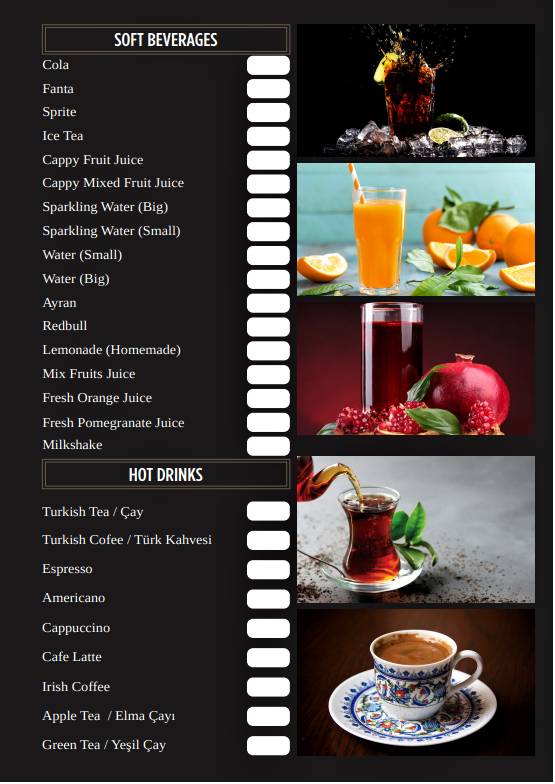 Menu at Sultan Palace Cafe Restaurant, Istanbul, Biçki Yurdu Sk. No:1