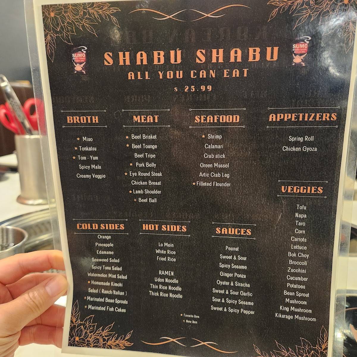 Menu at Sumo Shabu Shabu & Korean BBQ, St. George