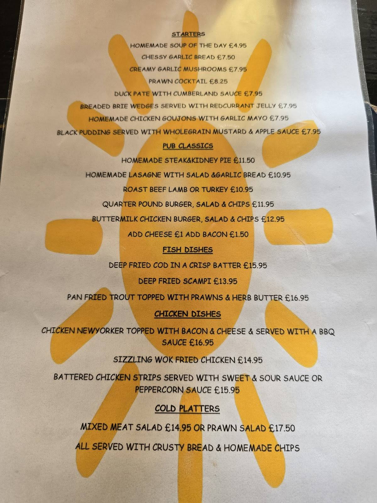 Menu at Sun Inn pub & bar, Wigton, Red Dial