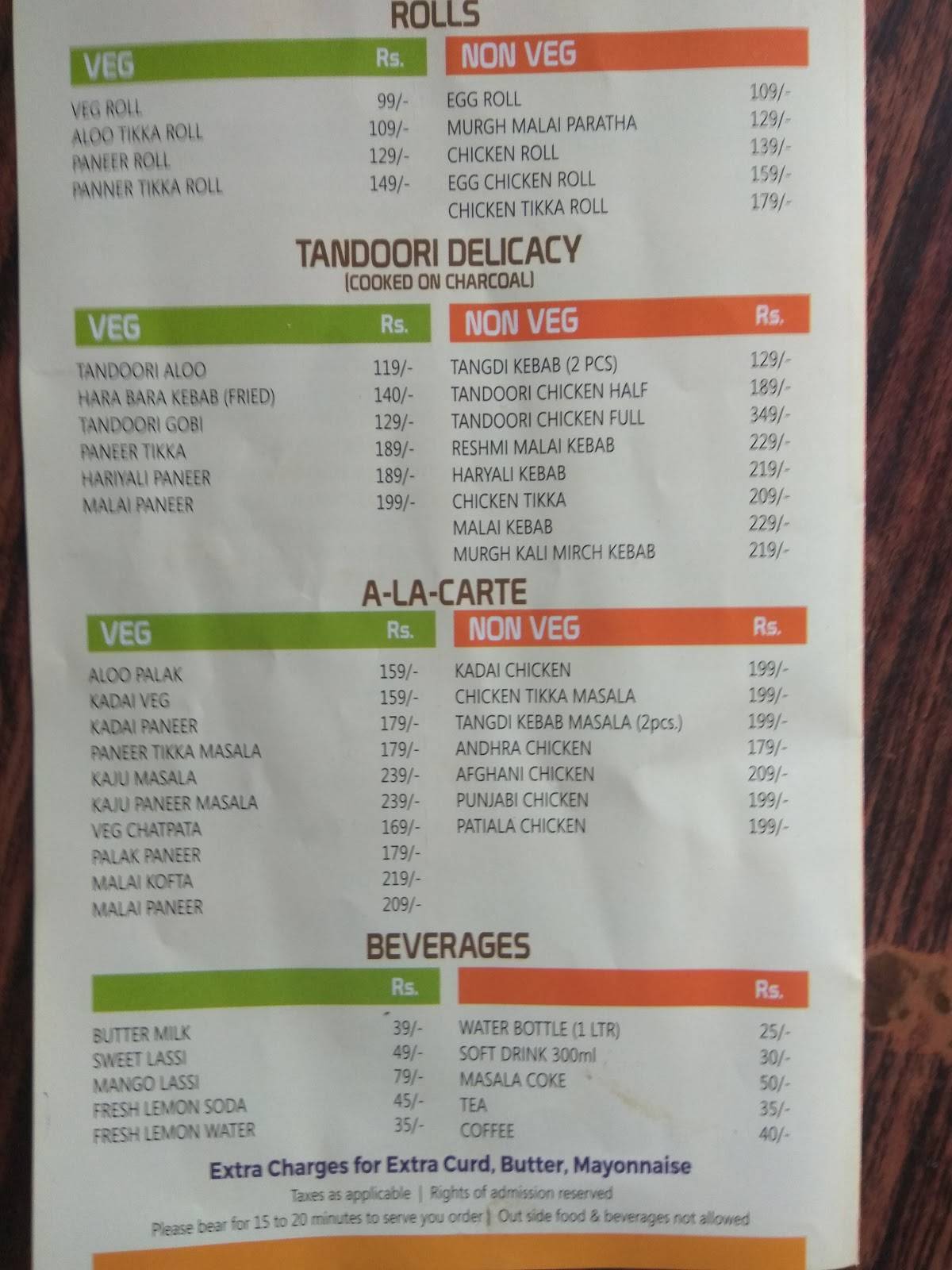 Menu at Sunny delights food court, Mokila