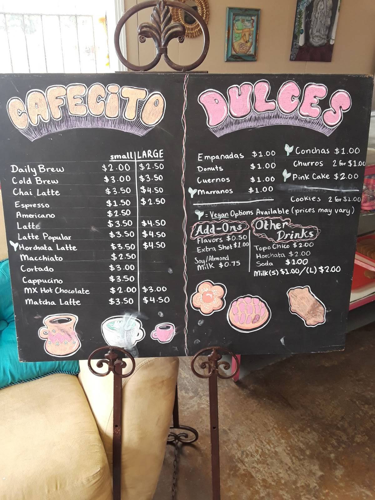 Menu at Sunshine Bakery, San Antonio