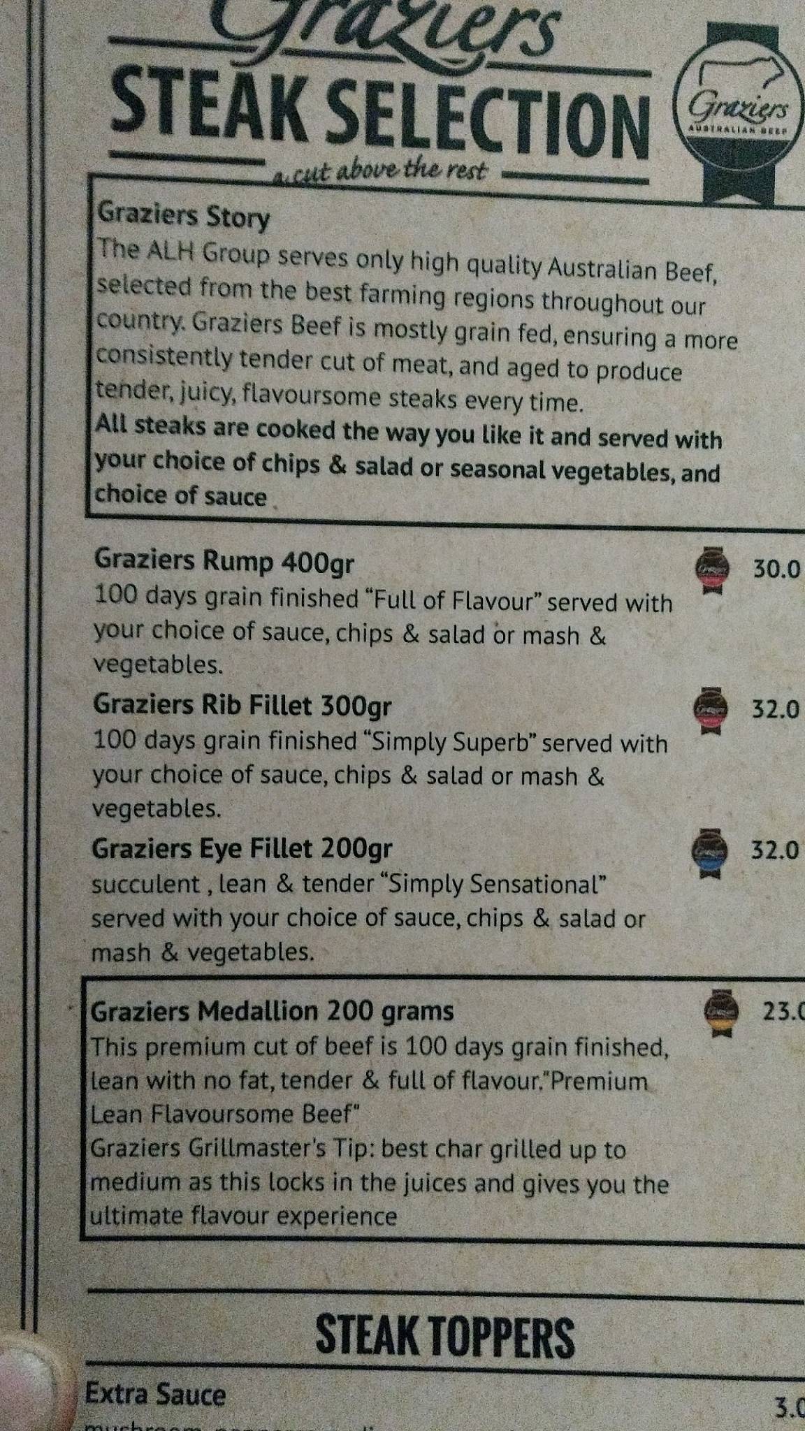 Menu at Noosa Reef Hotel restaurant, Noosa Heads
