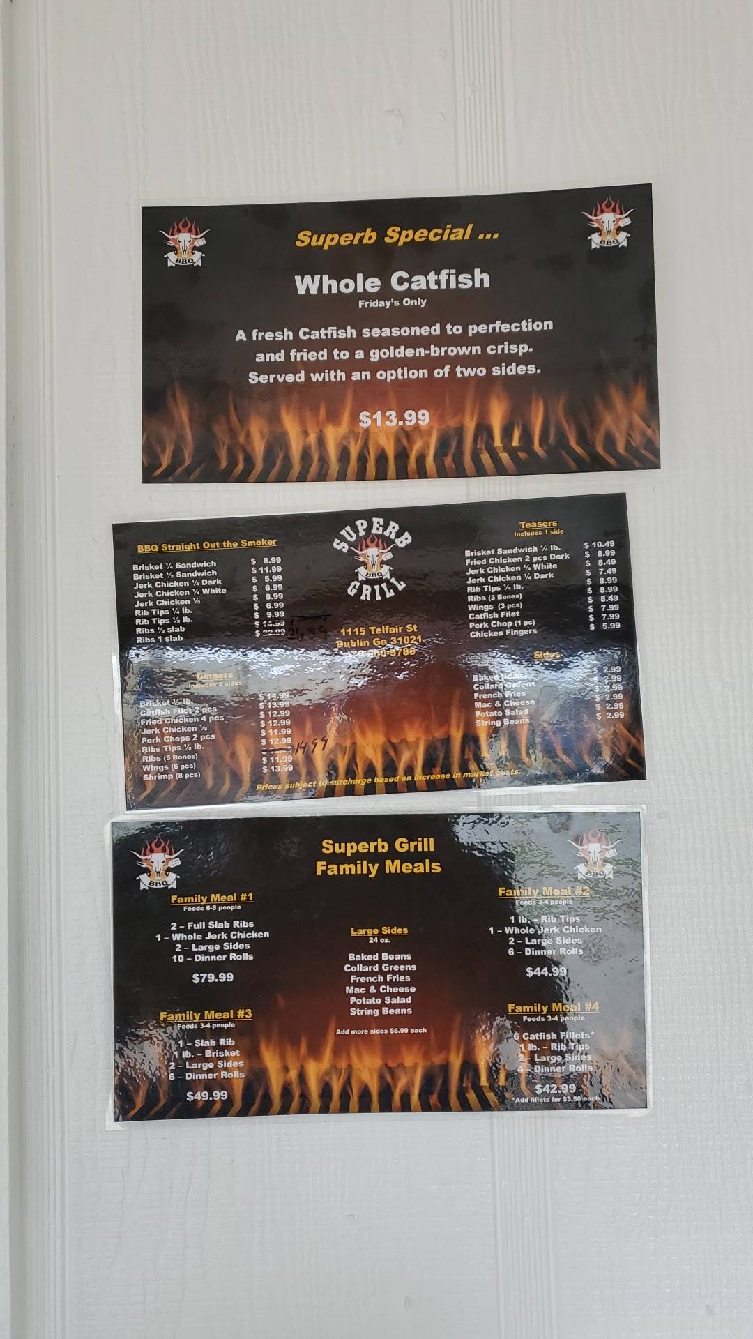 Menu at Superb Grill food truck BBQ, Dublin