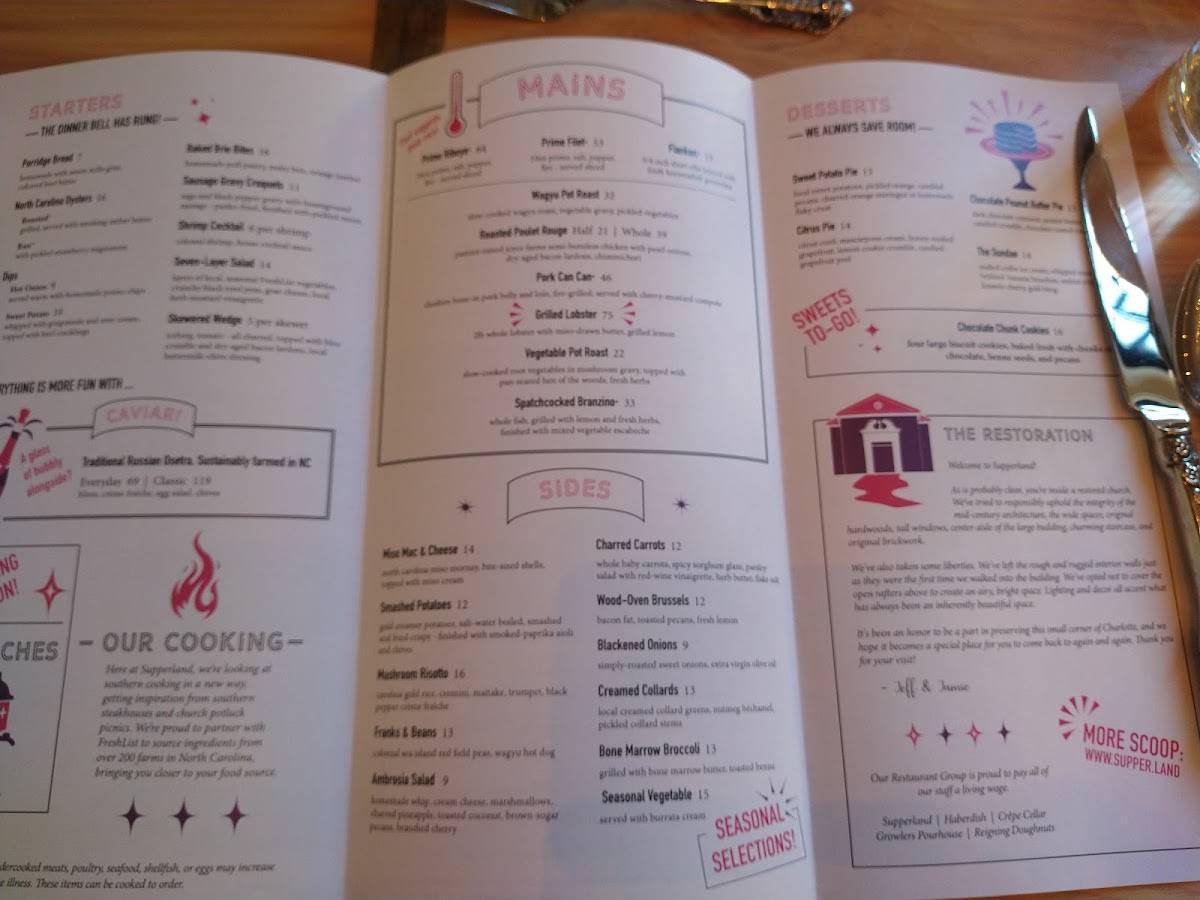 Menu at Supperland pub & bar, Charlotte