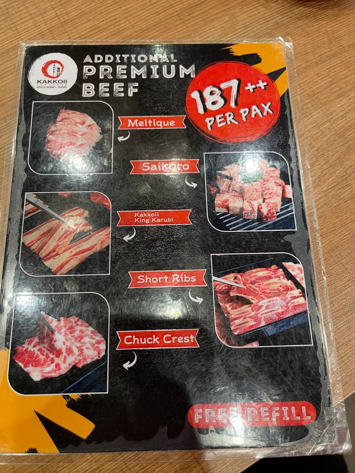 Carta de Kakkoii Japanese BBQ & Shabu-Shabu, Surabaya