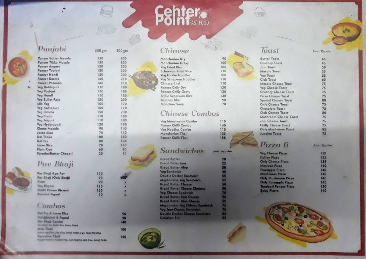 Menu at Center Point Fast Food, Surat, Ring Road