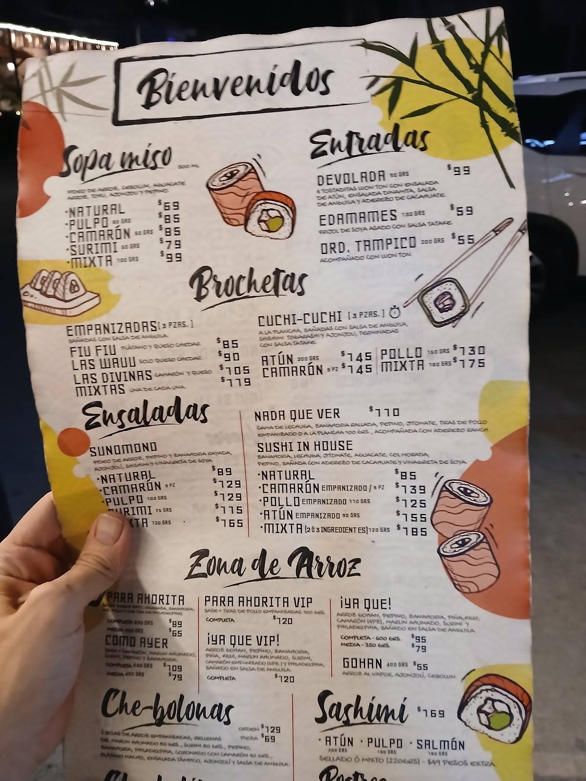 Menu at Sushi In House restaurant, Puerto Vallarta, Francia 135