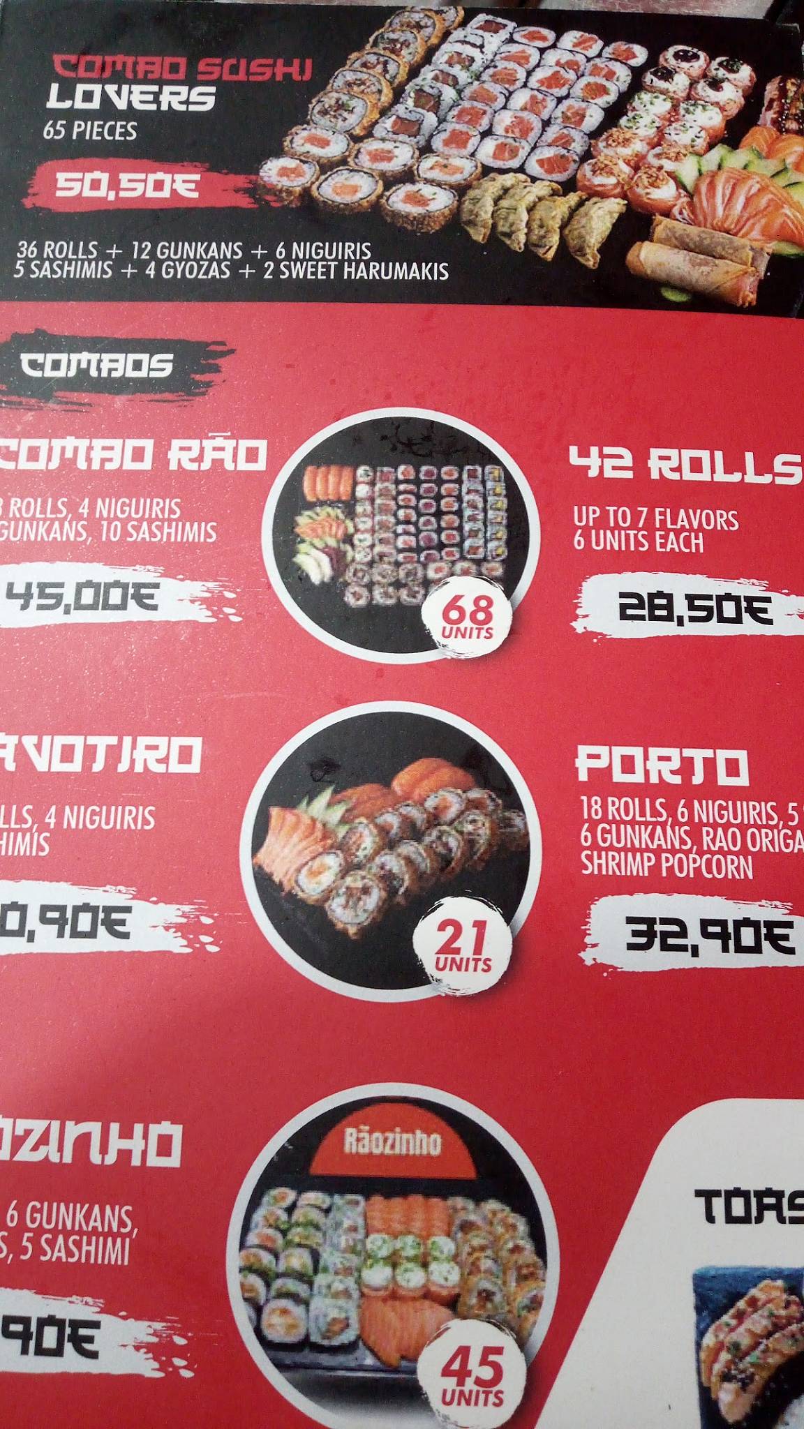 Menu em Sushi Rão Almada restaurante, Almada