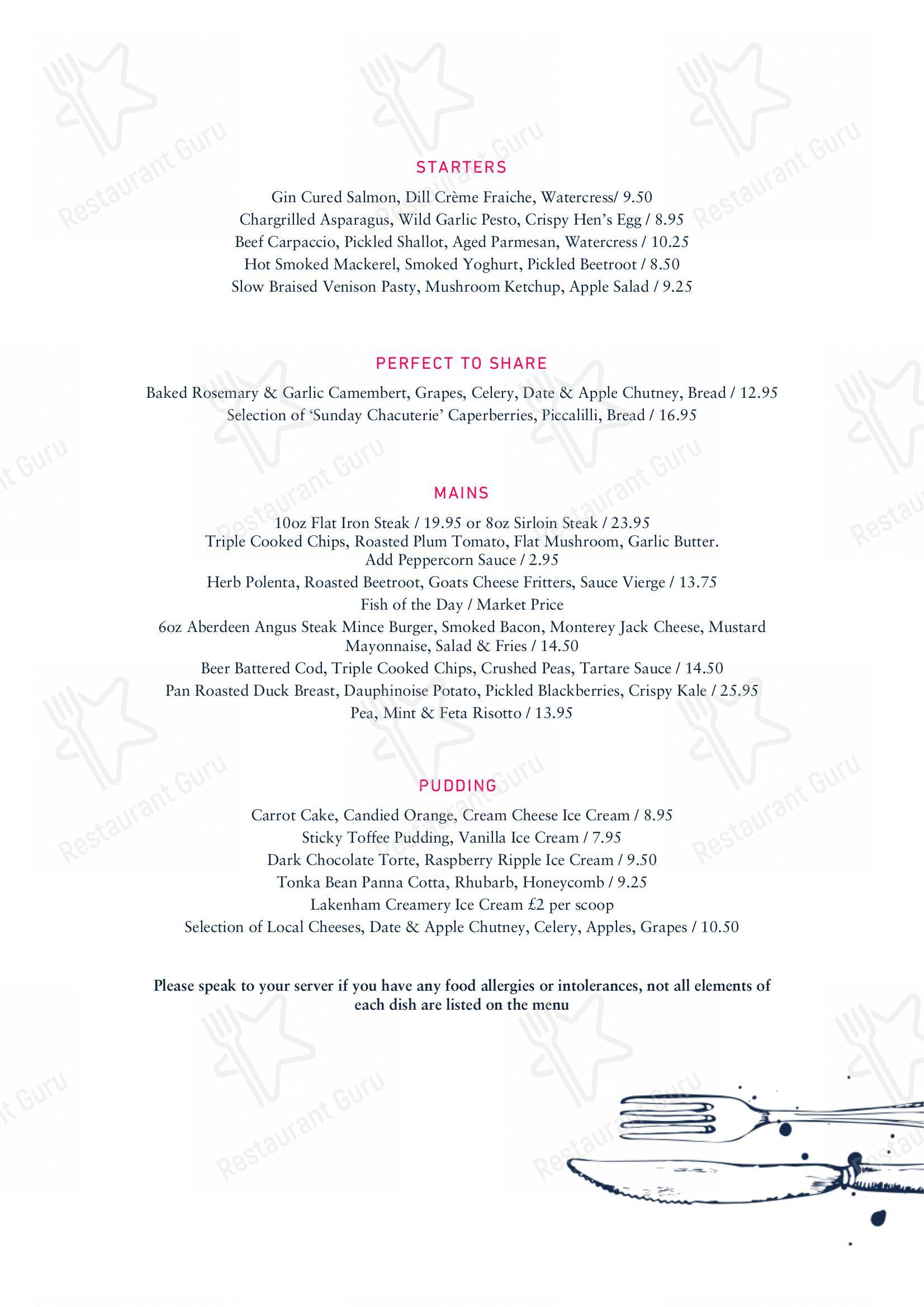 Menu at The Swan pub & bar, Loddon, 23 Church Cl