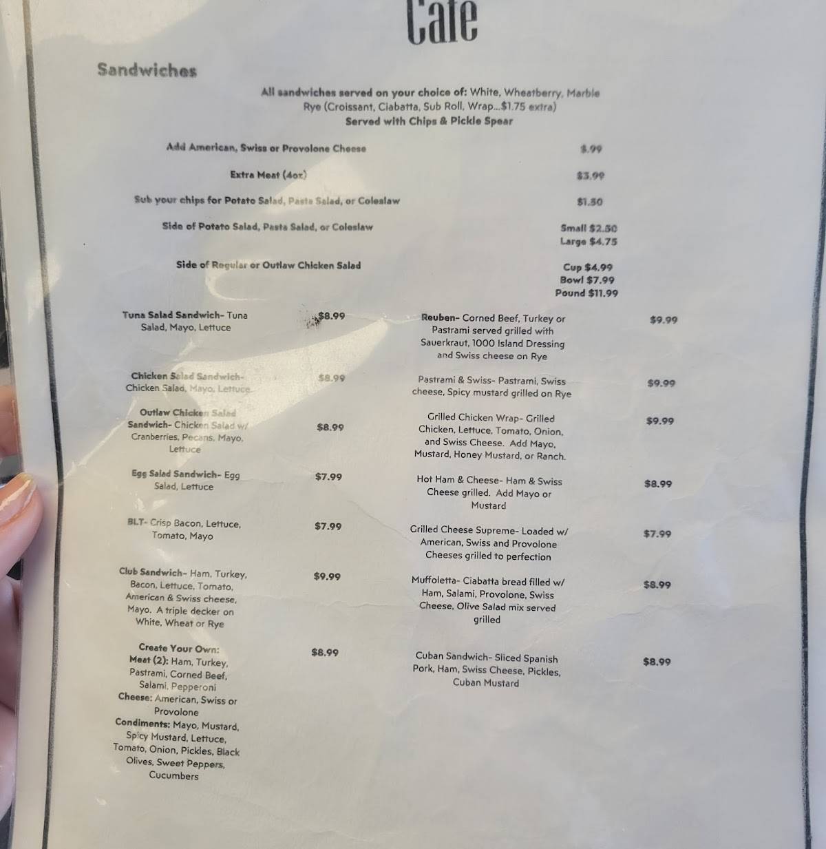 Menu at Sweet Sensations cafe, Green Cove Springs