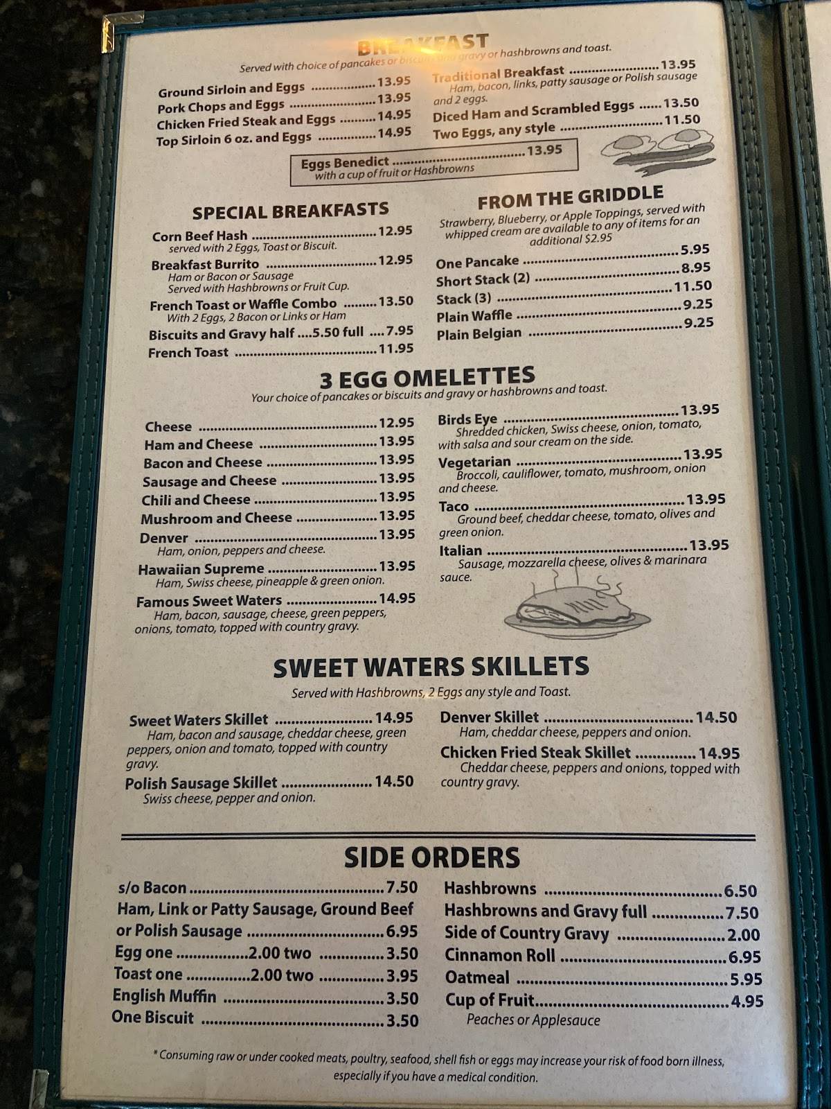 Menu at Sweet Waters Family Restaurant & Oasis Lounge, Albany